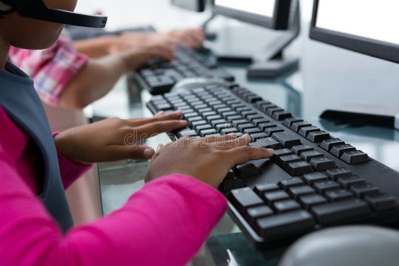 Kids As Customer Care Executive Working in the Office Stock Image ...