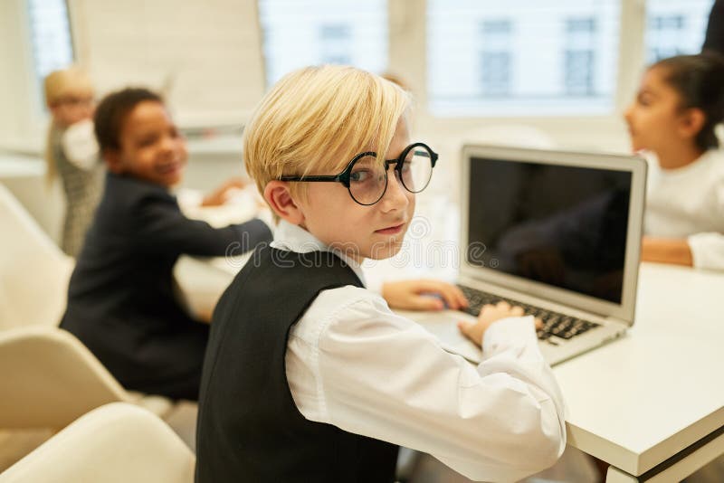 Kids As a Software Developer at the Laptop Computer Stock Photo - Image ...