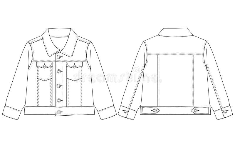 Kids Baby Boy Denim Jacket Vector Illustration Design Front and Back ...