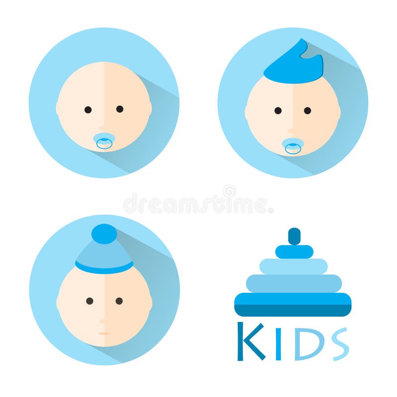 Kids Baby Flat Icon Set . Children Vector Set Stock Vector ...
