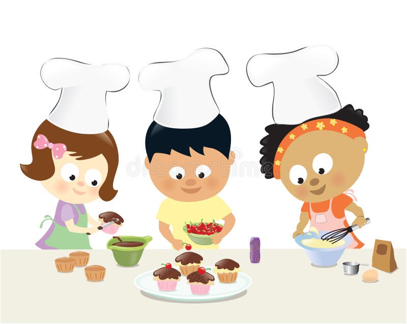 Kids baking cupcakes stock vector. Illustration of baked - 35940948