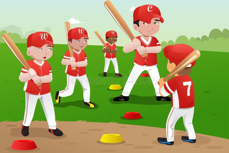 Kids in baseball practice stock vector. Illustration of group - 38140669