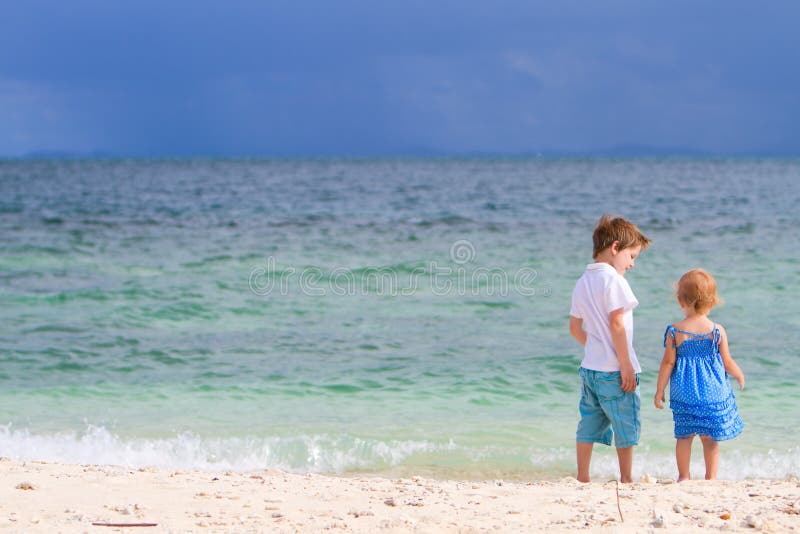 Kids on the beach stock image. Image of beach, happy - 15386355