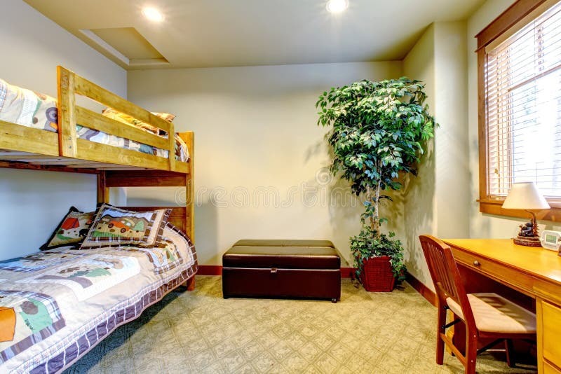 Kids Bedroom with a Bunck Bed. Stock Photo - Image of house, american ...