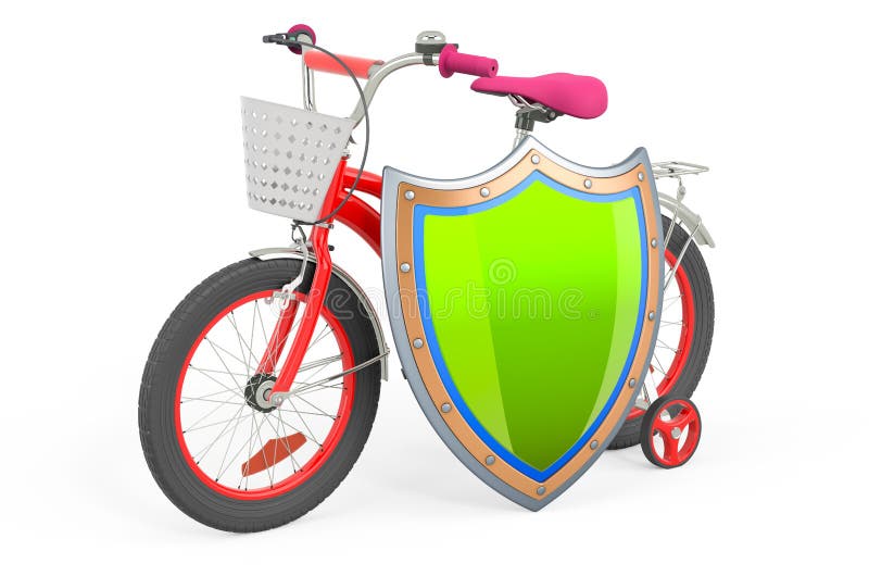 Kids Bicycle with Shield, 3D Rendering Stock Illustration ...