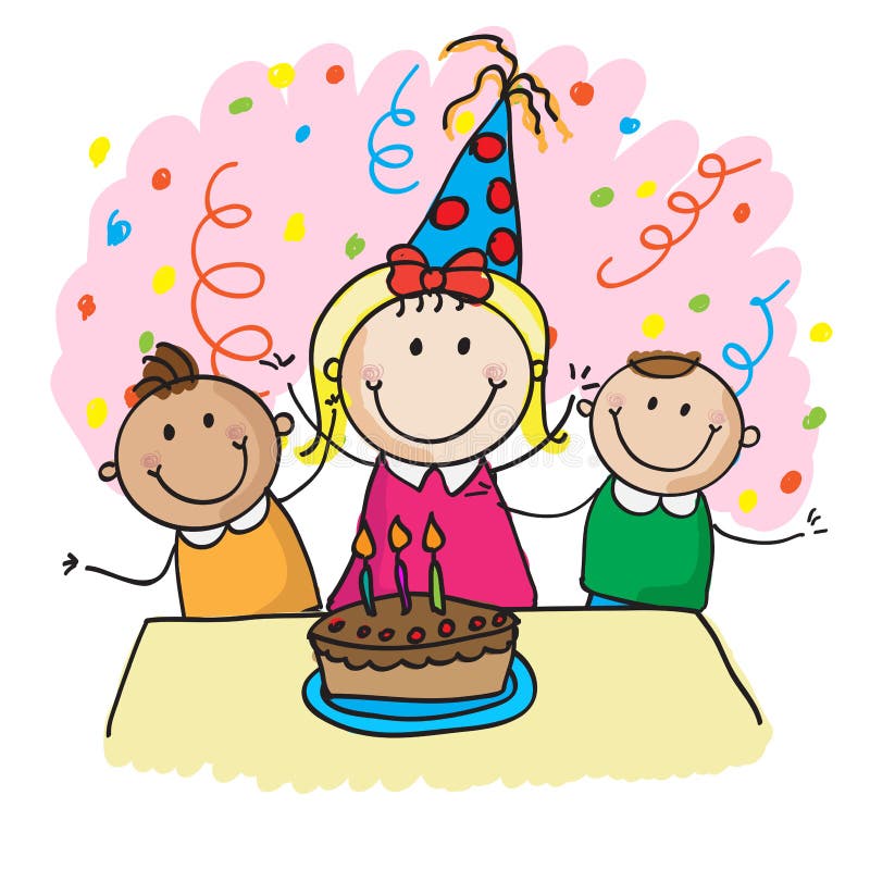 Kids birthday stock vector. Illustration of doodles, cake - 26480722