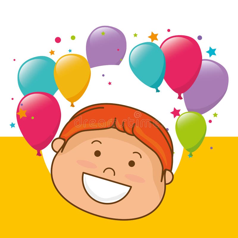 Kids Birthday Celebration Cartoon Stock Illustration - Illustration of ...