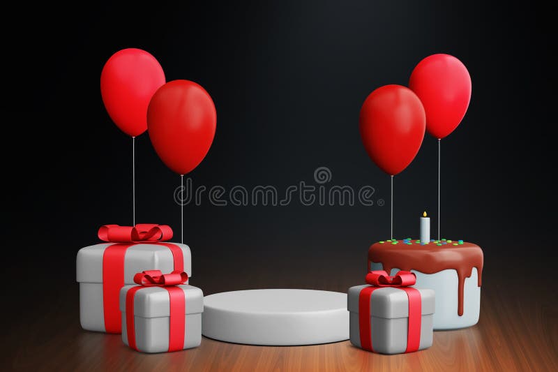 Kids Birthday Party Decor on 3d Illustrations Stock Illustration ...