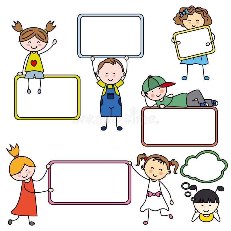 Kids with Signs. Bricht Kids. Frame Board. Clipart. Child Meeting Frame ...