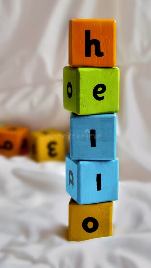Kids blocks hello vertical stock image. Image of arranged - 53028657