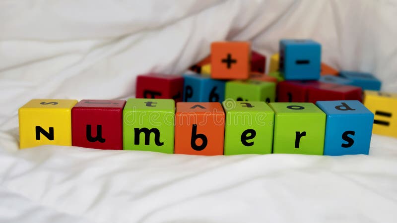 Kids blocks numbers stock image. Image of writing, word - 61826339