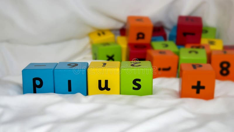 Kids blocks plus stock photo. Image of spell, colored - 61826352