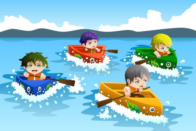 Kids in a boat race stock vector. Illustration of kids - 41549470