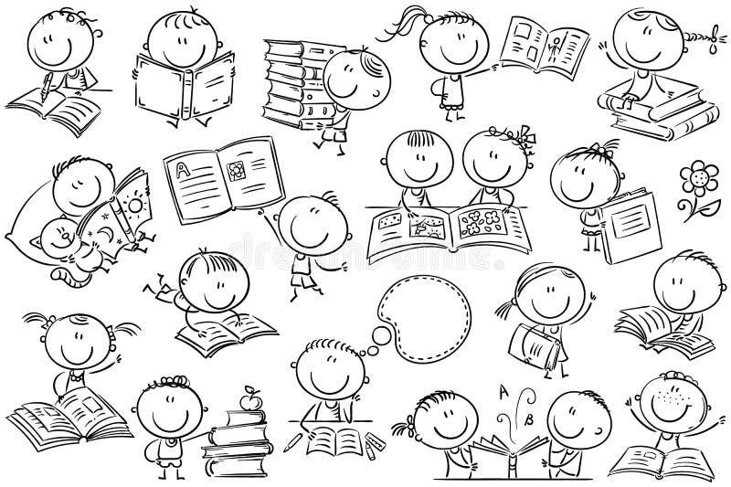 Children Reading Outline Stock Illustrations – 1,913 Children Reading ...
