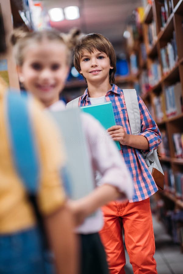 Adorable Kids with Books Walking Stock Image - Image of backtoschool ...