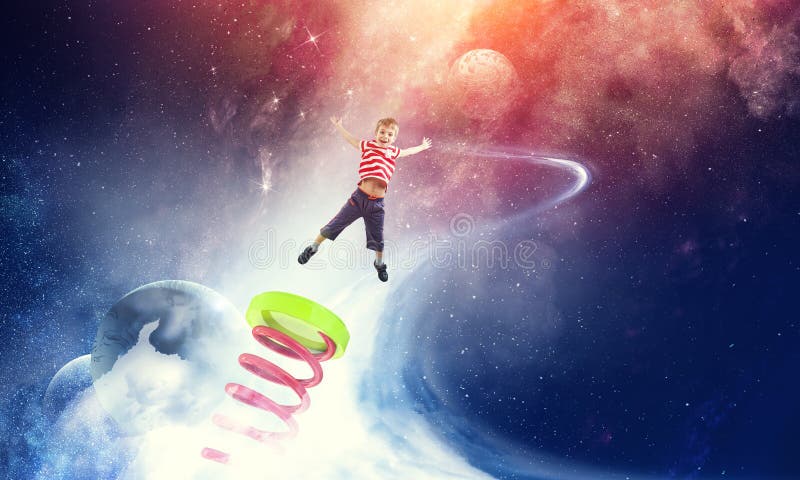 Kids bouncing in the space stock image. Image of clever - 183422255