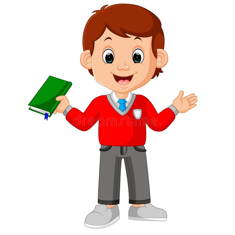 Kids Boy Carrying Book Cartoon and Good Idea Stock Vector ...