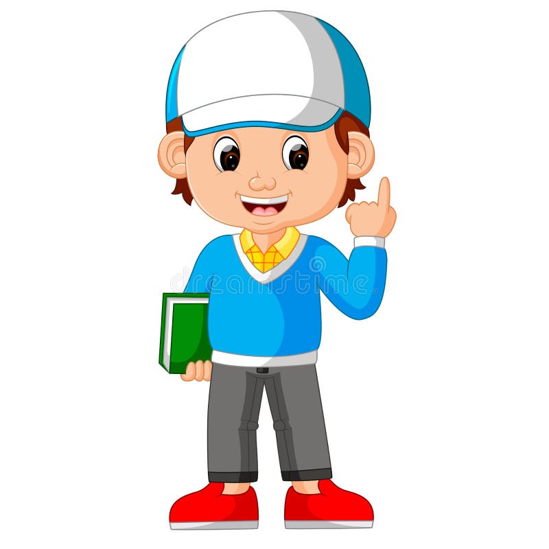 Kids Boy Carrying Book Cartoon Stock Vector - Illustration of smile ...