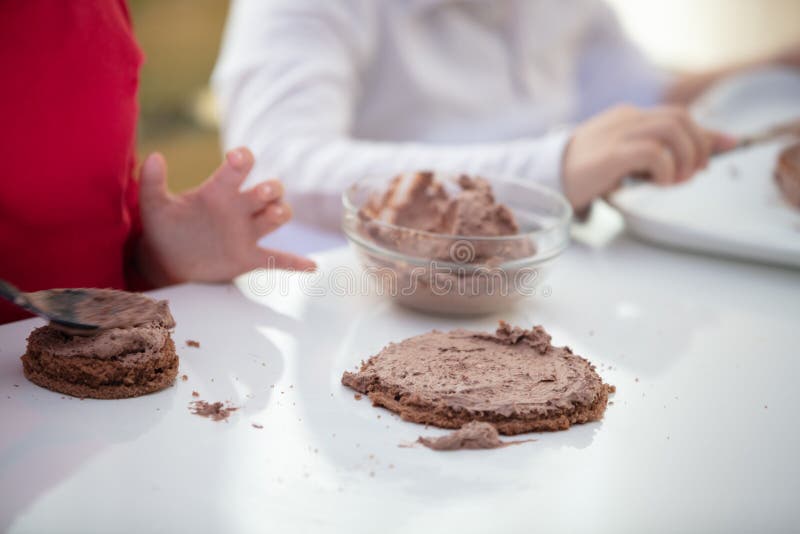 Kids Boy Making Cake Bakery in Kitchen Stock Photo - Image of bakery ...