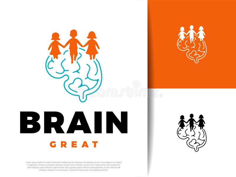 Kids Brain Symbol, Smart Thinking and Learning Icon in Cartoon Style ...