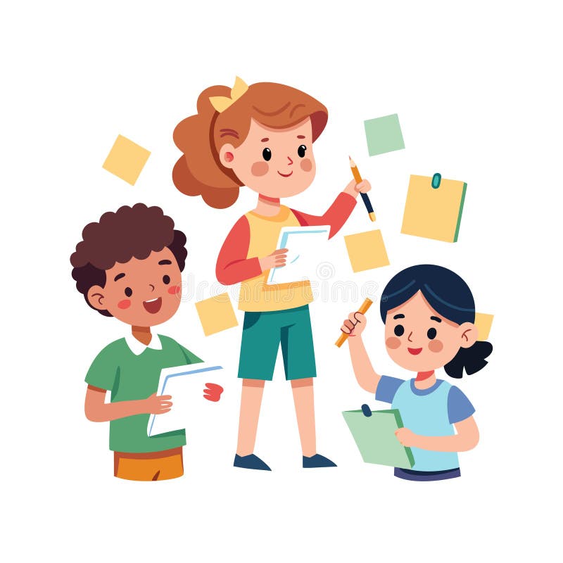 Cartoon Kids Writing Pencil Stock Illustrations – 2,808 Cartoon Kids ...