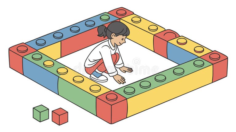 Kids Building Blocks Frame, Educational Playtime Border, Vector Design ...