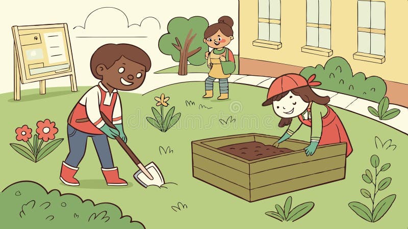 Kids Building Stone Path in Garden, Natural Garden Pathway Project ...