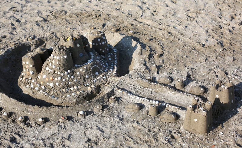 Sand Castle on the Beach by the Sea in Summer Stock Photo - Image of ...