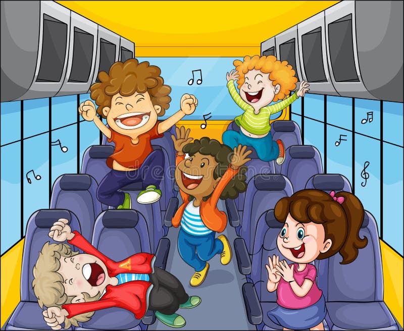 Kids in the bus stock vector. Illustration of girl, pupil - 26942055