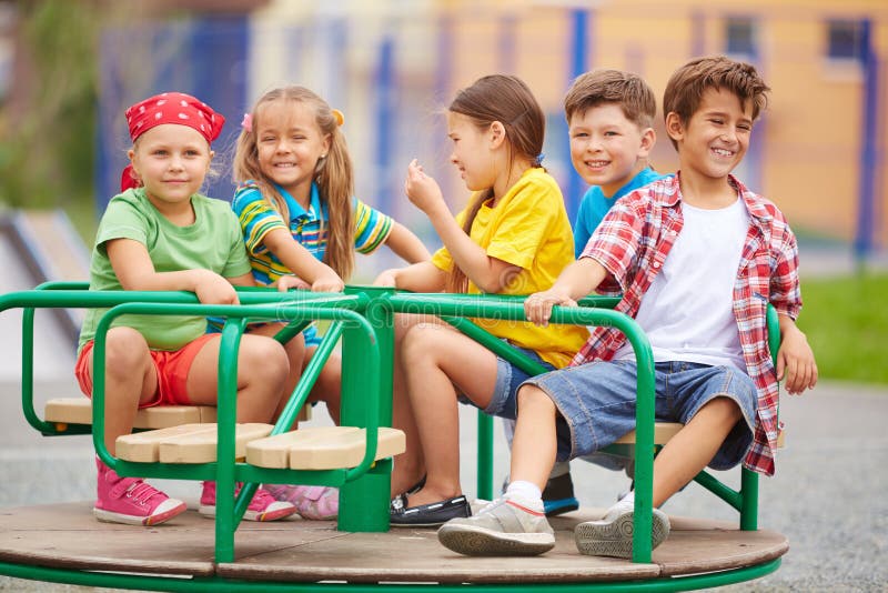 Kids on carousel stock image. Image of children, carousel - 58242231