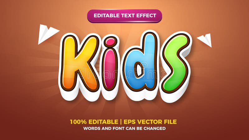Kids Colorfull Artoon Comic 3d Editable Text Style Effect Template ...
