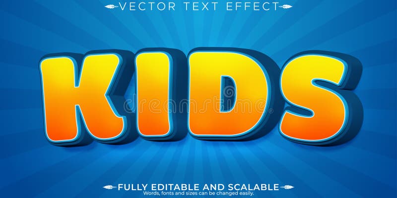 Kids Cartoon Text Effect, Editable School and Comic Text Style Stock ...