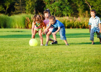 Kids catching the ball stock photo. Image of kids, ball - 17776370