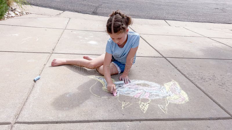 Kids chalk art stock photo. Image of daytime, american - 295443406