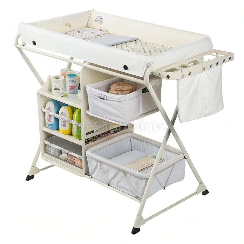 Kids Changing Table Isolated on White Stock Illustration - Illustration ...