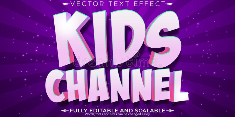 Kids Channel Text Effect, Editable Cartoon and Child Text Style Stock ...