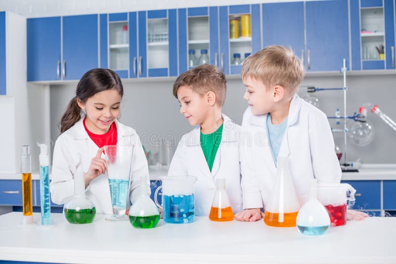 Kids in chemical lab stock image. Image of tuition, schoolchildren ...