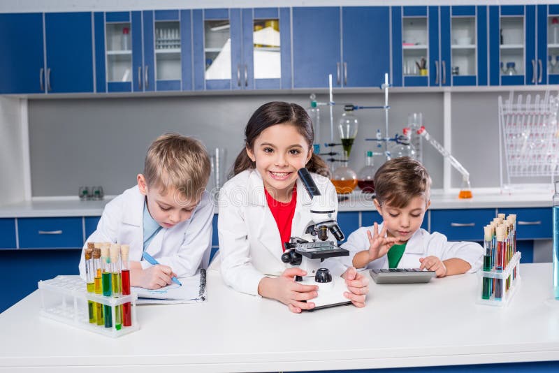 Kids in Chemical Laboratory Stock Photo - Image of preteen, schoolboys ...