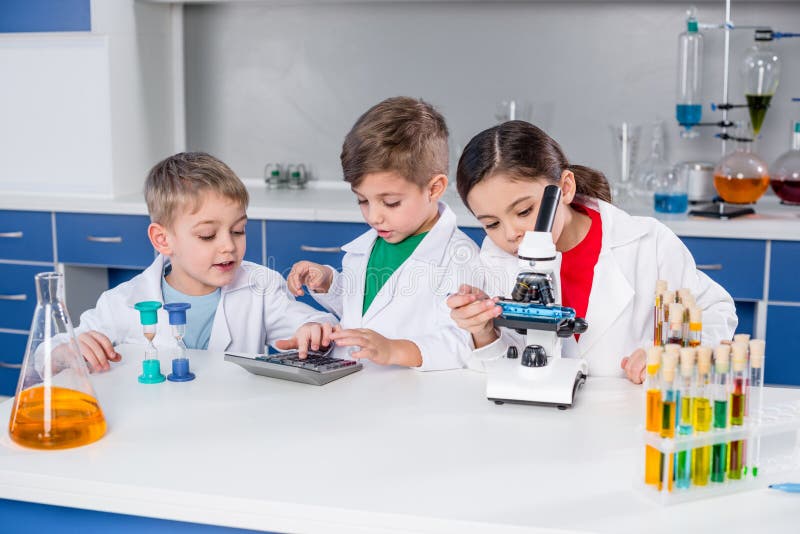 Kids in Chemical Laboratory Stock Image - Image of learn, classmates ...