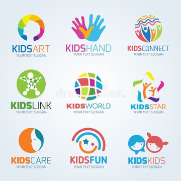 Kids Child Logo Vector Set Design Stock Vector - Illustration of star ...