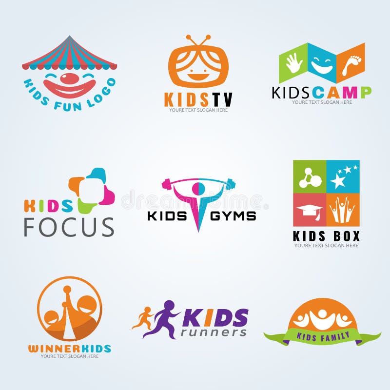 Kids Child Sport and Fun Logo Vector Set Design Stock Vector ...