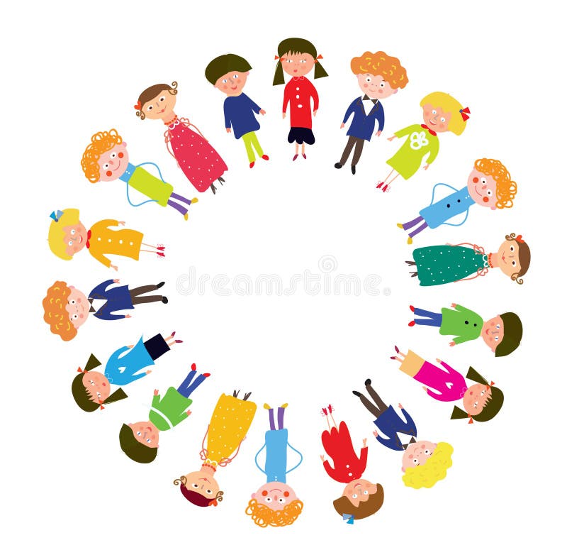 Kids in the circle cartoon stock vector. Illustration of happy - 31005668