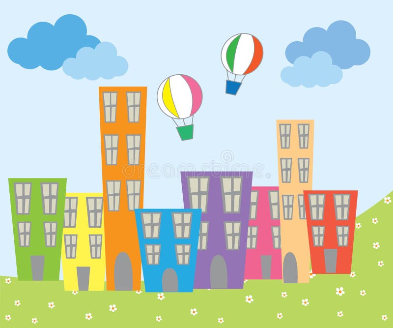 Kids city stock vector. Illustration of cloud, green - 19750598