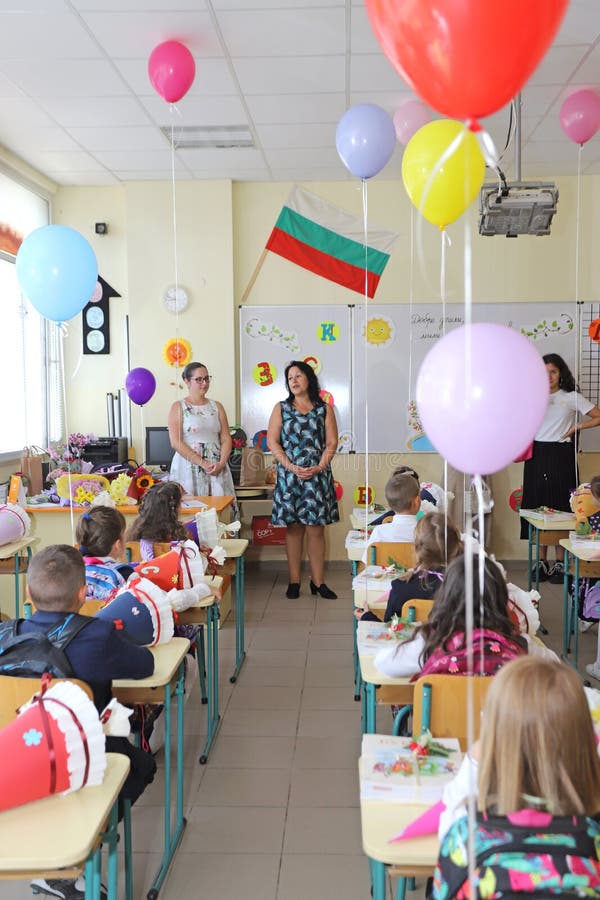 Kids in Classroom in Primary School for First Day of School on ...