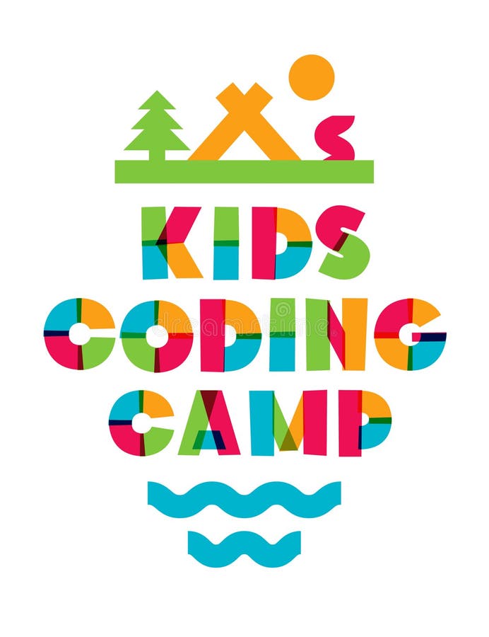 Kids Coding Camp Banner Colorful Modern Typography Stock Vector ...