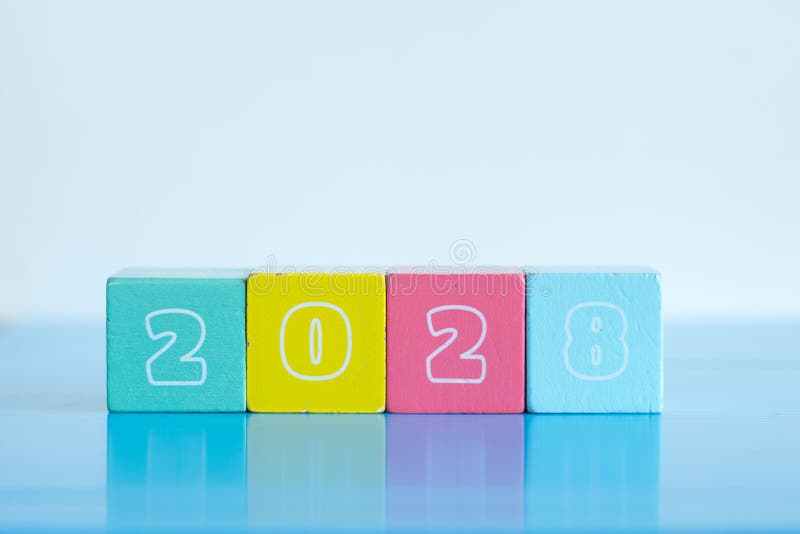 Kids Colorful Cube Toys with the Numbers 2028 Stock Photo - Image of ...