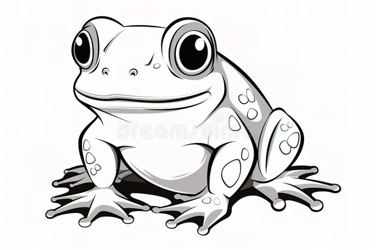 Kids Coloring Book Image, a Toad, Basic Line Drawing, Simple Image for ...