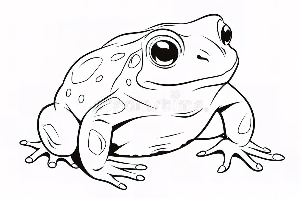 Kids Coloring Book Image, a Toad, Basic Line Drawing, Simple Image for ...