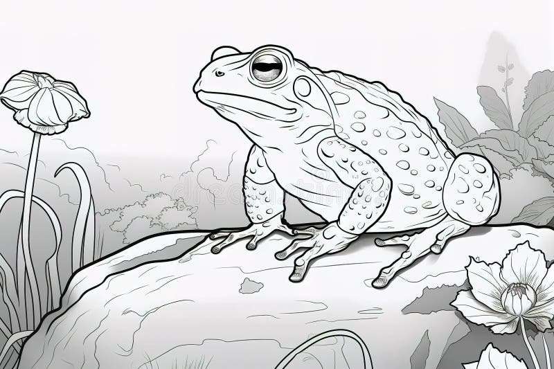 Kids Coloring Book Image, a Toad, Basic Line Drawing, Simple Image for ...