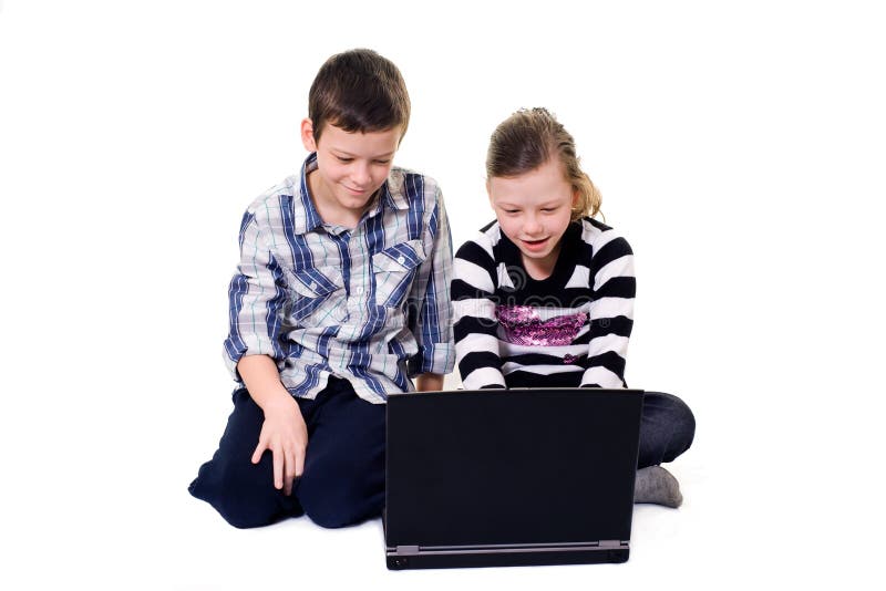 Kids and computer stock image. Image of laptop, laughter - 23519631